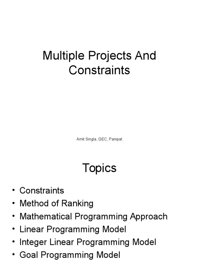 Multiple Projects and Constraints | PDF