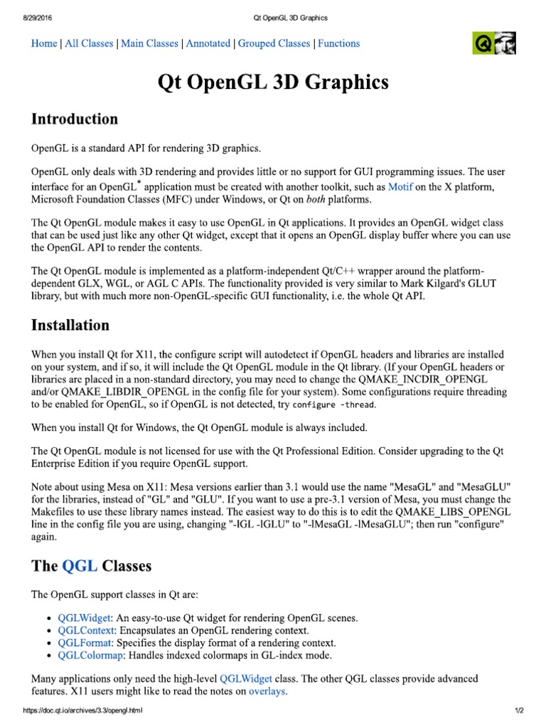 QT OpenGL 3D Graphics | PDF
