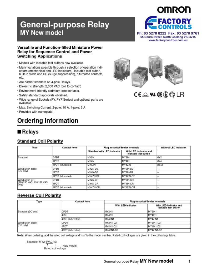 MY Relay Datasheet - Unlocked | PDF
