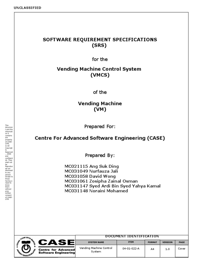 SRS VMCS v5 | PDF | Use Case | Boolean Data Type