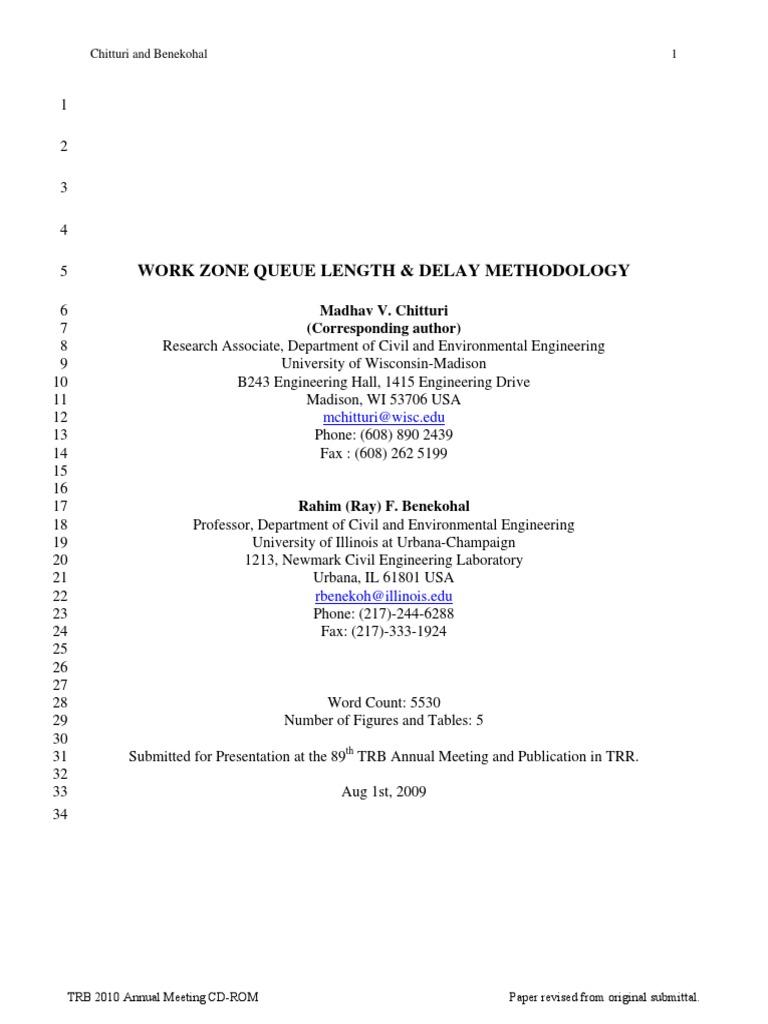 Work Zone Delay and Queue Methodology | PDF | Lane | Traffic