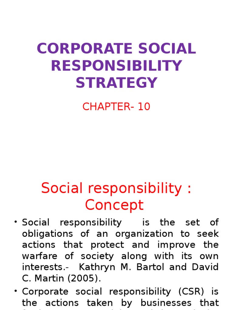 Corporate Social Responsibility Strategy: Chapter-10 | PDF
