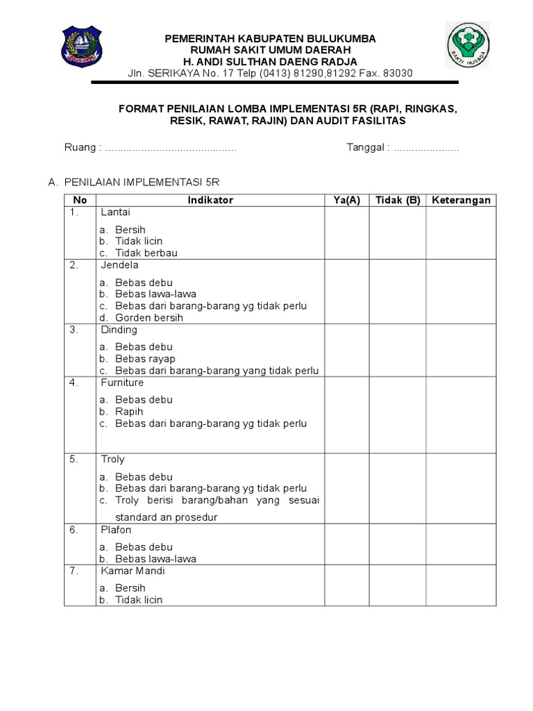 Format Penilaian 5r | PDF | Griya & Taman | Sains & Matematika