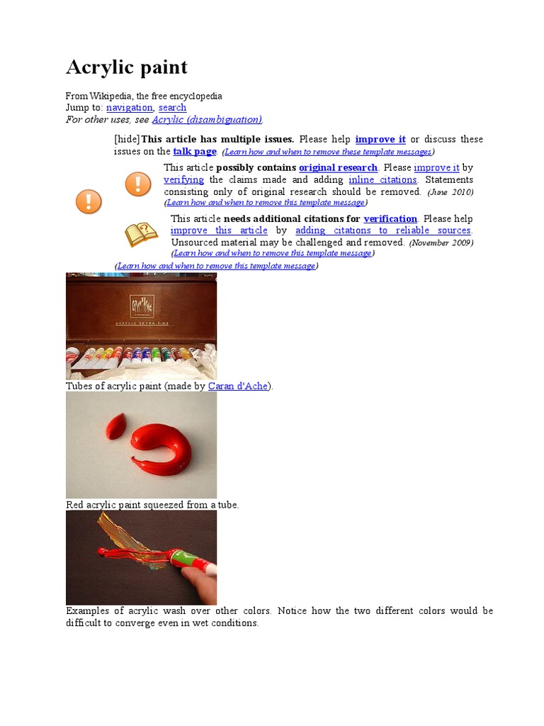 Acrylic Paint: Properties and Techniques | PDF | Home & Garden | Art