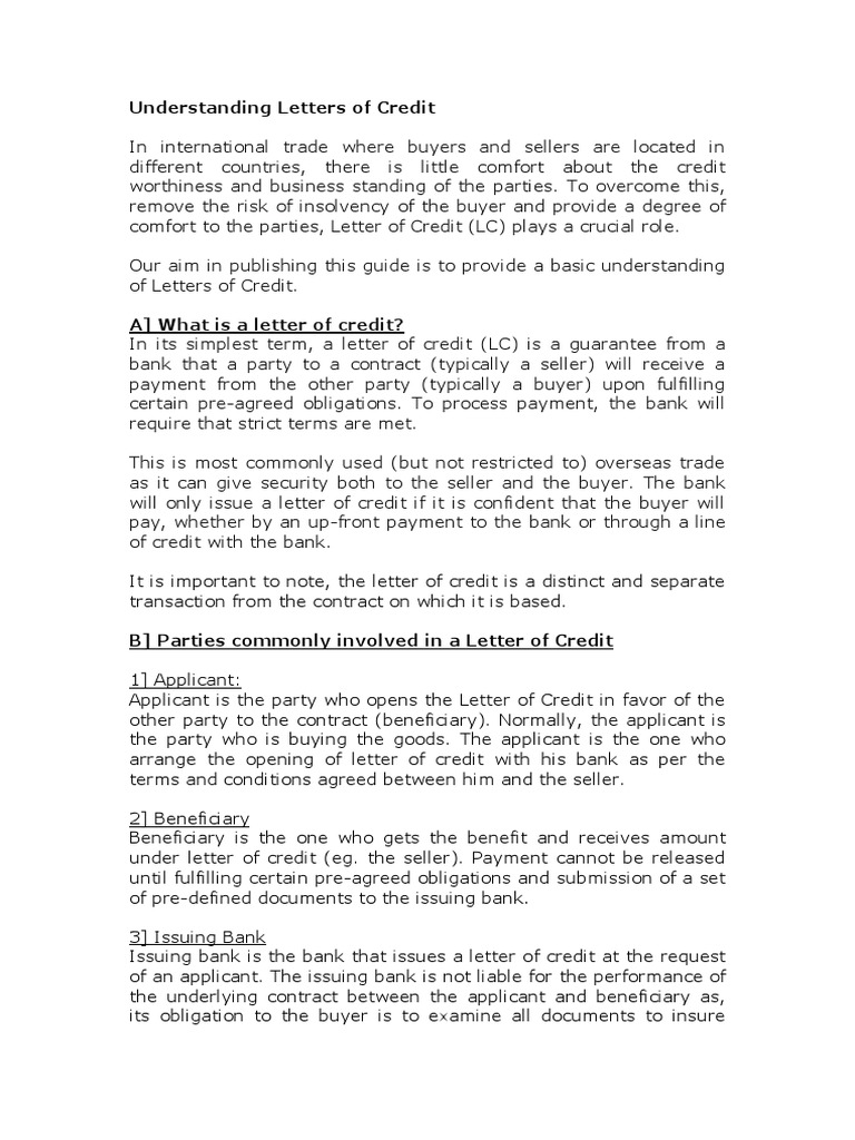 Understanding Letters of Credit | PDF
