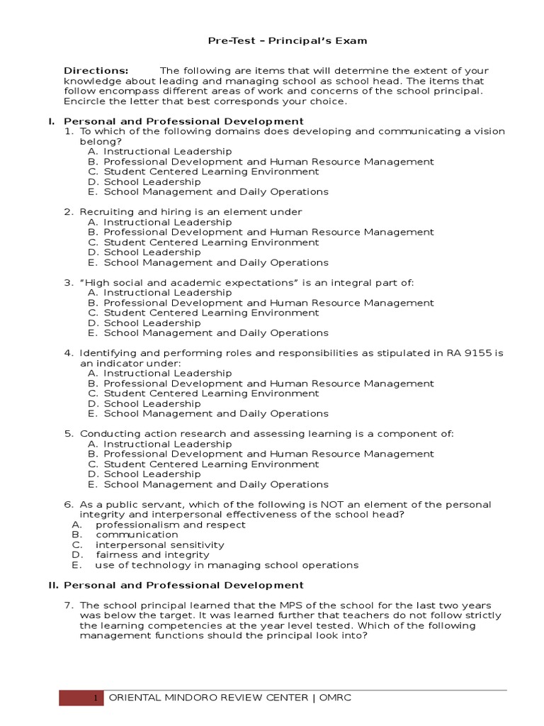 Preparing for the Principal's Exam: A Comprehensive Review of School ...