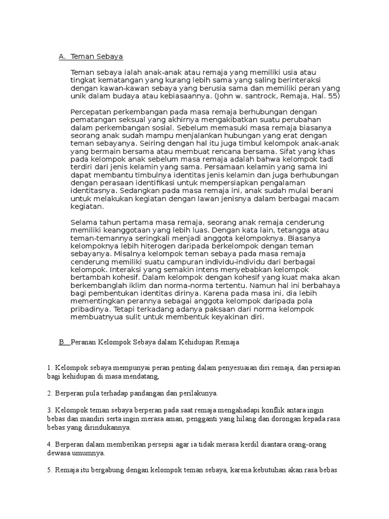 Pengertian Teman Sebaya | PDF