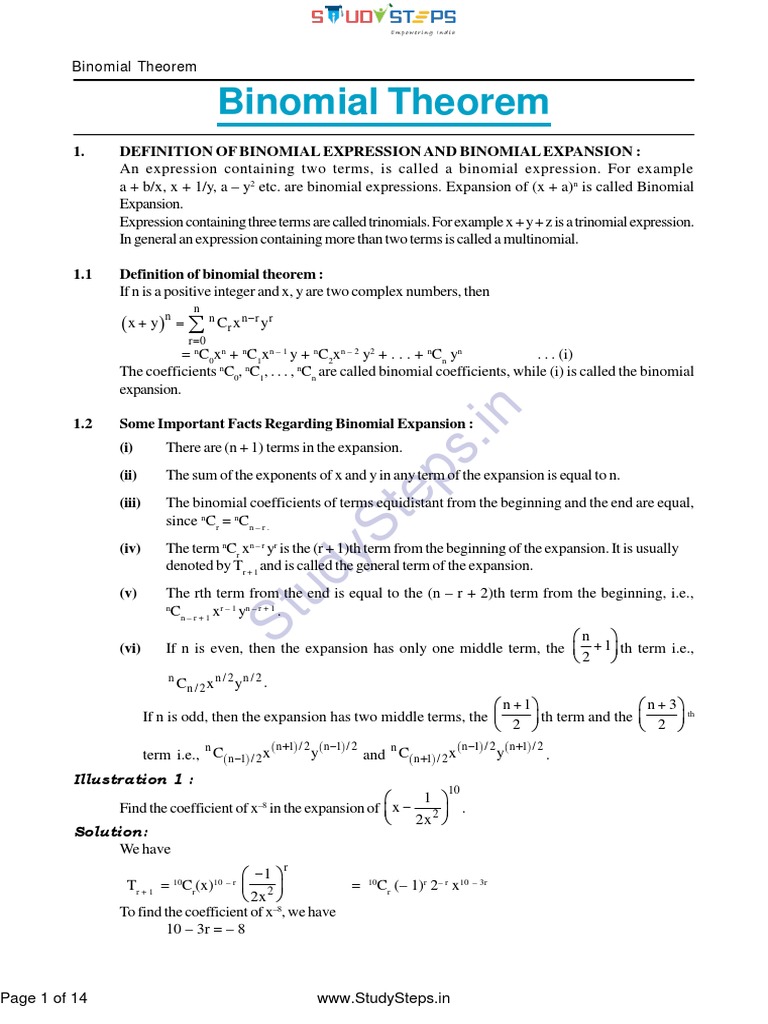 Binomial Theorem and Expansions | PDF