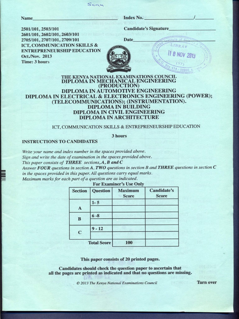 ICT, Communication Skills and Entrepreneurship Education Oct-Nov 2013 | PDF ICT, Communication Skills and Entrepreneurship Education Oct-Nov 2013 | PDF