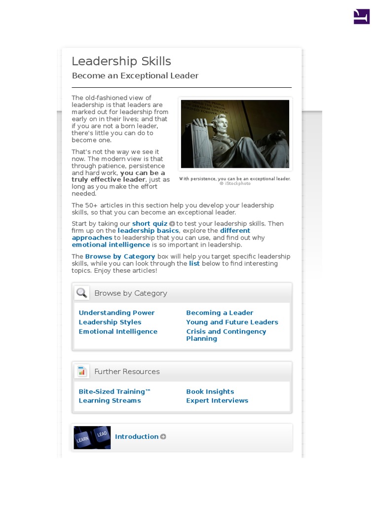 Mind Tools - Leadership Skills PDF | Download Free PDF | Leadership ...