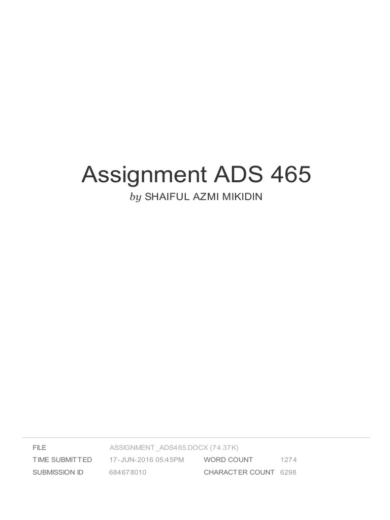 Assignment ADS 465 Final | PDF