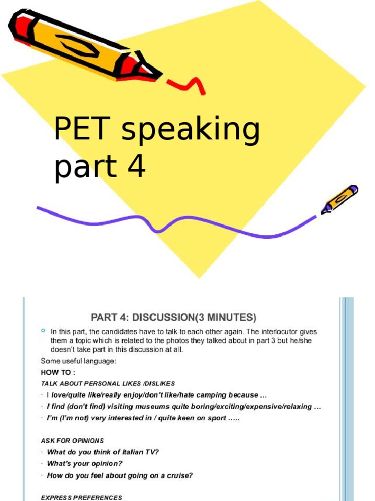 PET Speaking Part 4 Tips | PDF