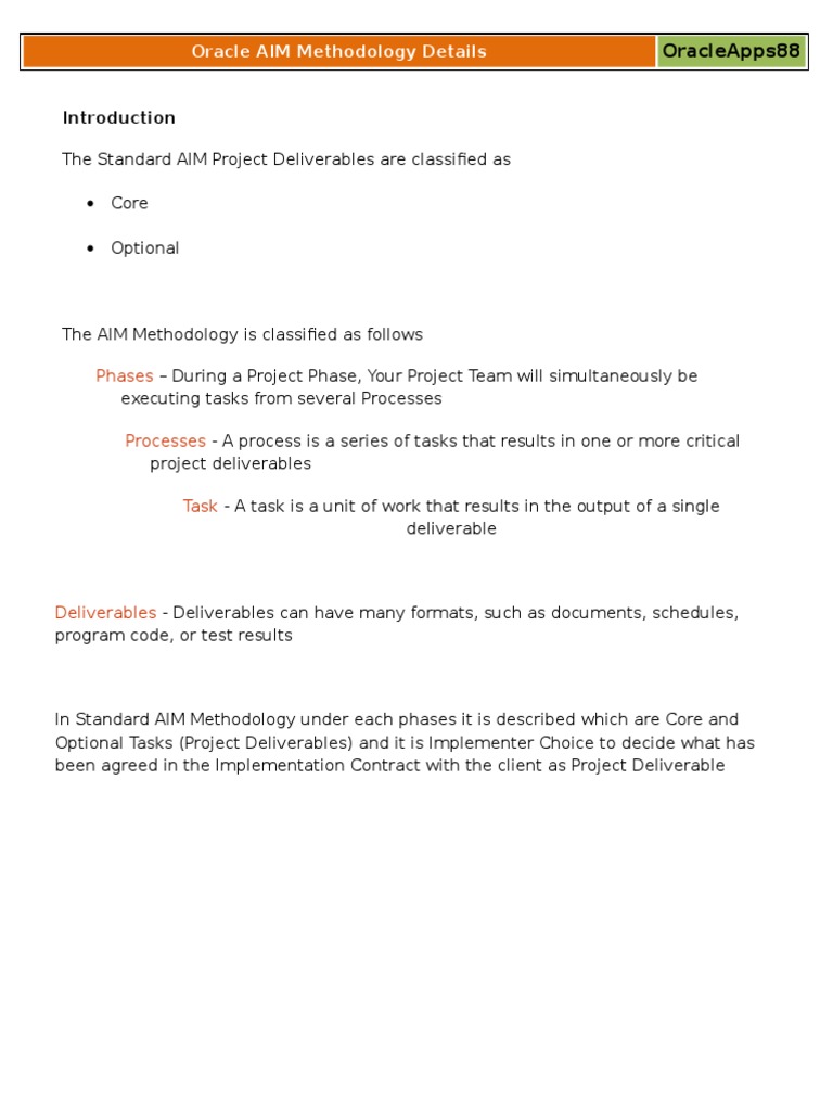 Oracle AIM Methodology | PDF | Business Process | Oracle Database