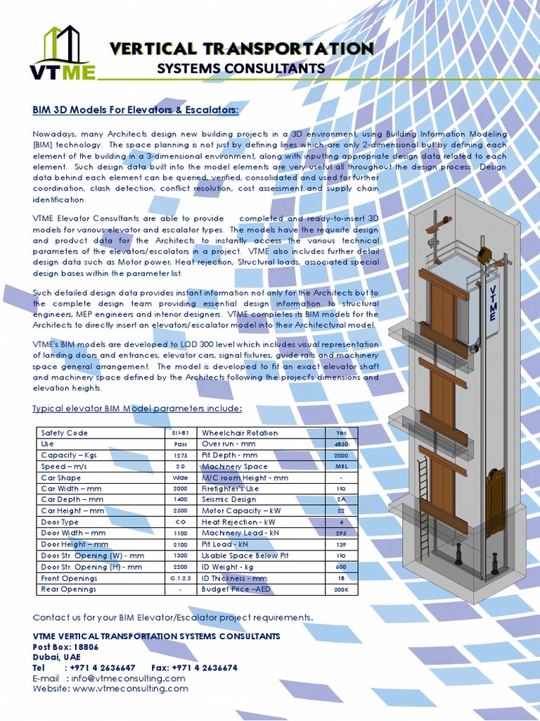 BIM Elevator & Escalator Models | PDF | Building Information Modeling ...