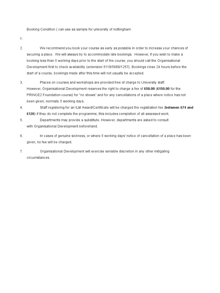 Booking Cancellation Sample | PDF