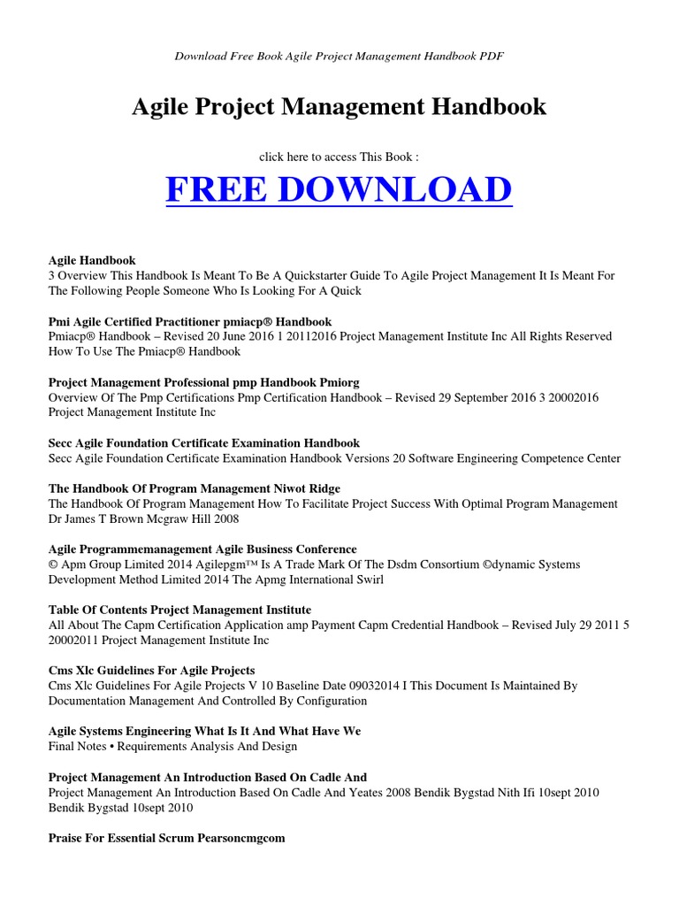 Agile Project Management Handbook | PDF | Agile Software Development | Project Management ...