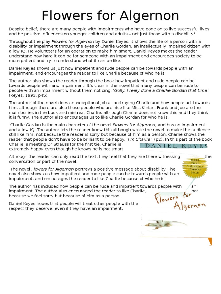 Understanding Charlie in Flowers for Algernon | PDF | Novels