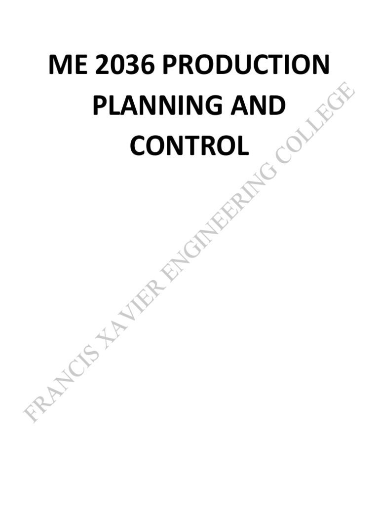 Me2036 PPC Notes | PDF | Scheduling (Production Processes) | Inventory
