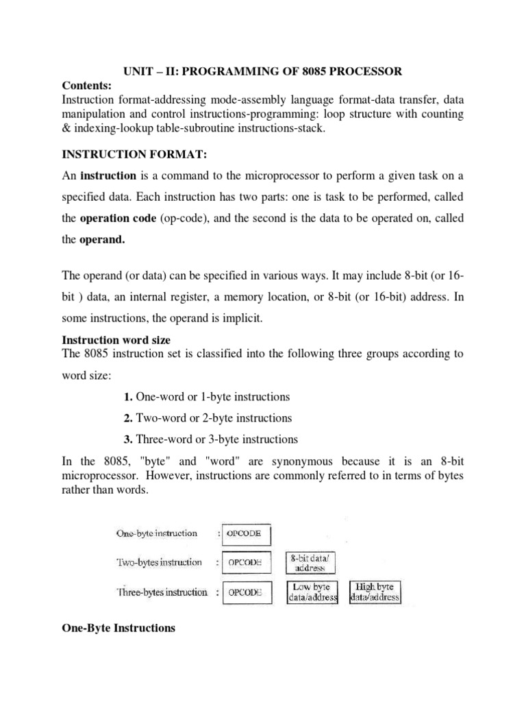 Mpmc Eee Unit Ii Programming 8085 Processor Pdf Instruction Set Assembly Language 