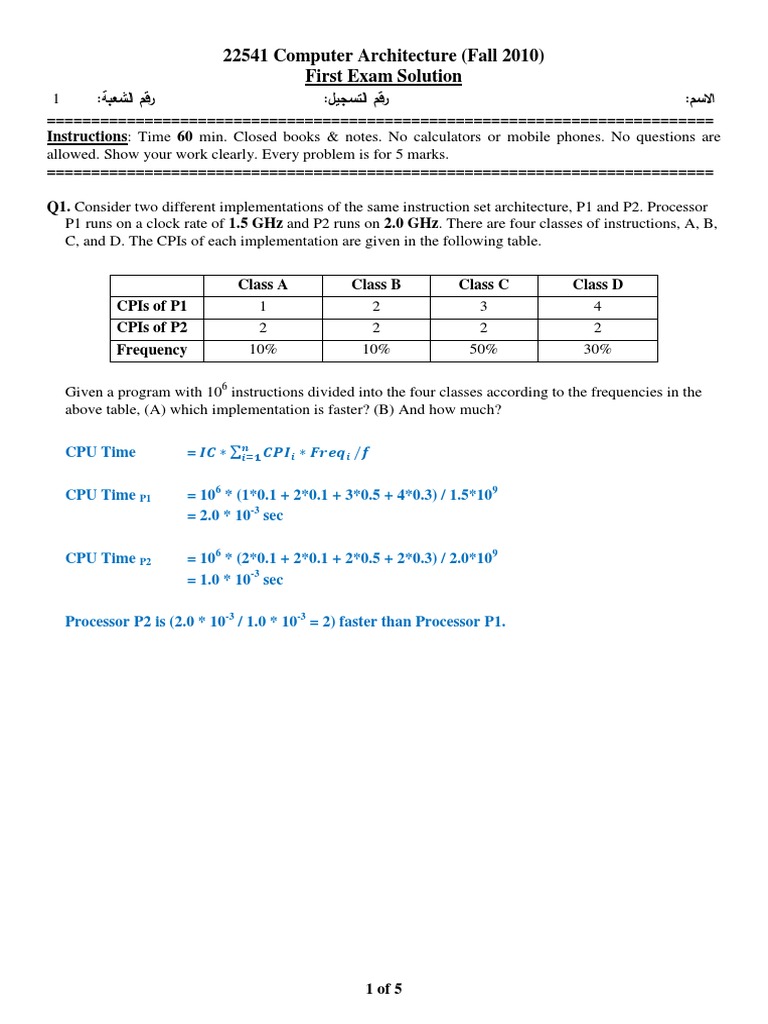 F10 E1 Solution | PDF | Central Processing Unit | Electronic Engineering