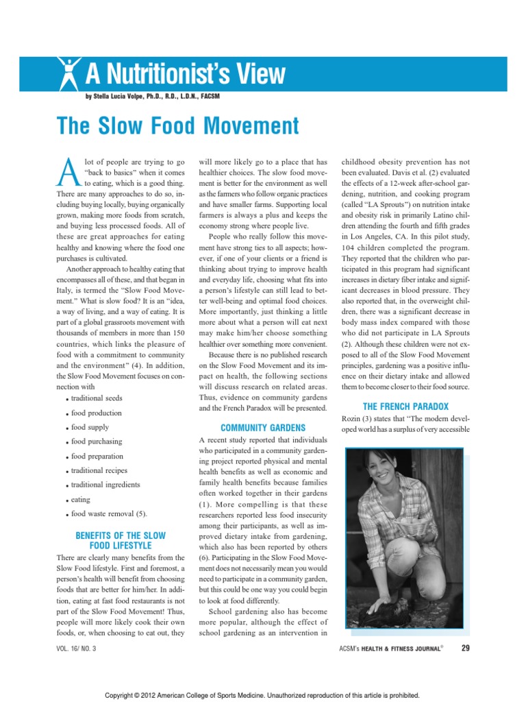 The Slow Food Movement PDF | PDF | Obesity | Foods