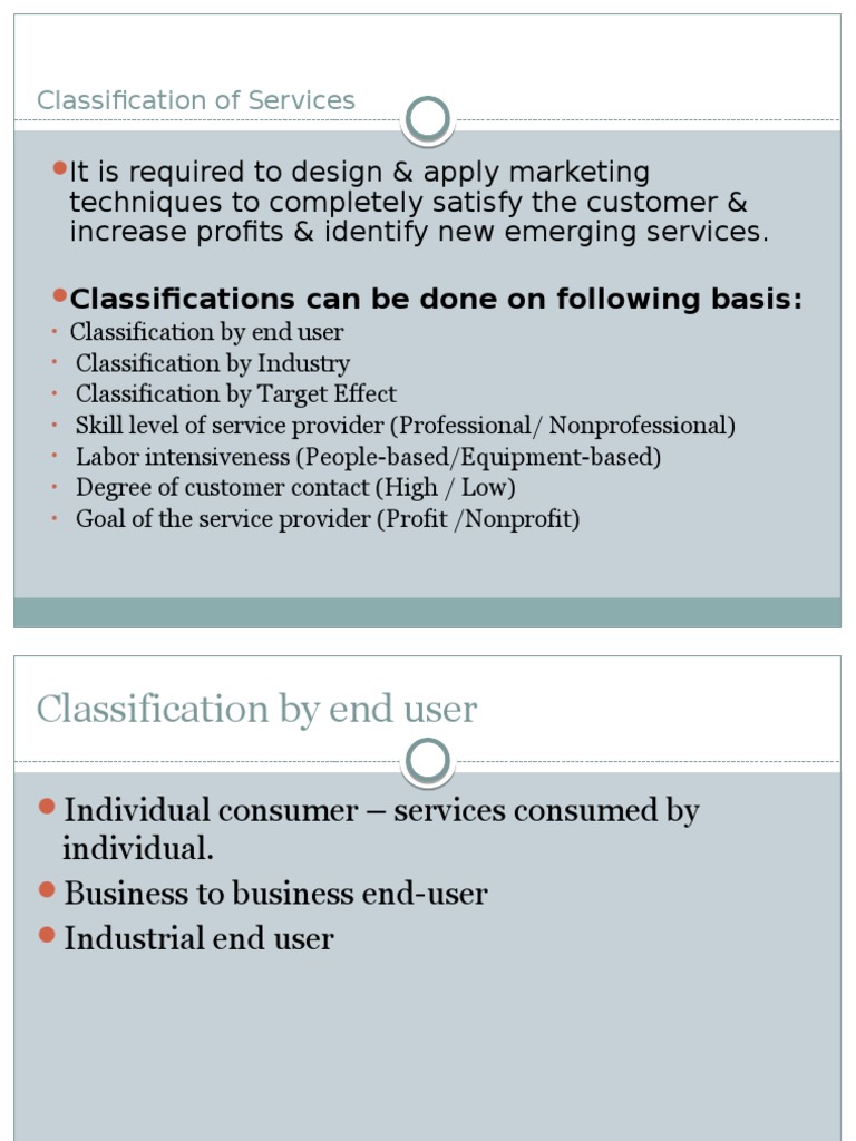 Topic 2 - Classification of Services | PDF | Marketing | Prices