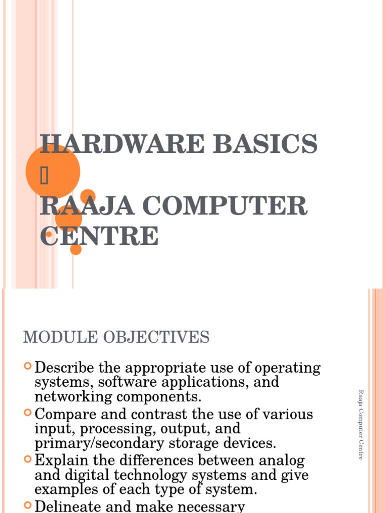 Hardware Basics Raaja Computer Centre | Download Free PDF | Computer ...