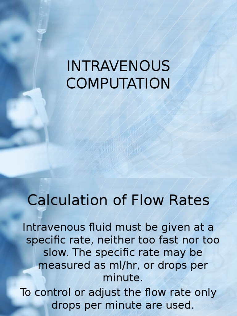 IV Computation | PDF | Intravenous Therapy | Saline (Medicine)