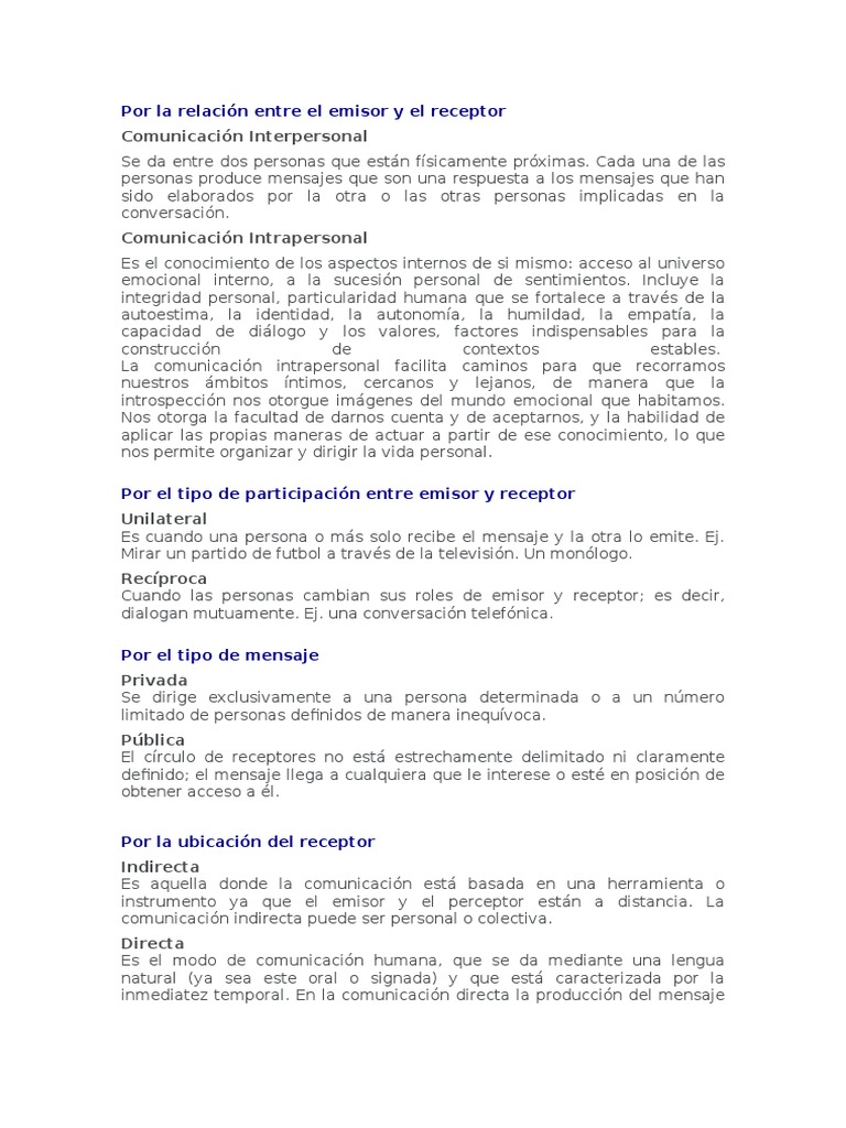 Comunicacion - Por La Relación Entre El Emisor y El Receptor | PDF ...
