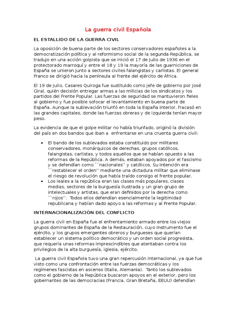 La Guerra Civil Española | PDF | guerra civil Española | Francisco franco