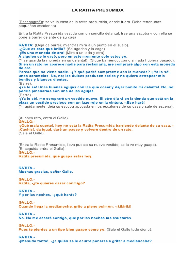 Guión La Ratita Presumida | Gatos | Ocio