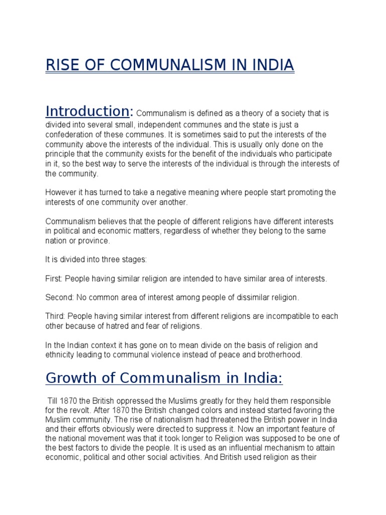 Rise of Communalism in India | PDF