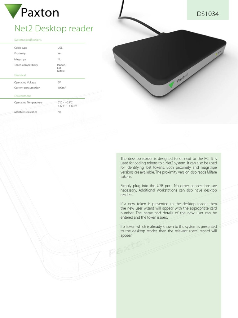 Net2 Desktop Reader: System Specifications | PDF