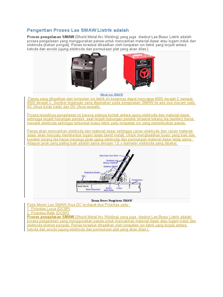 Pengertian Proses Las SMAW Listrik Adalah | PDF