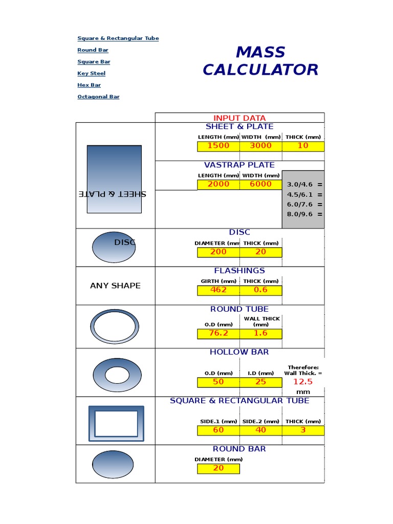 Mass Calculator: Sheet & Plate | PDF