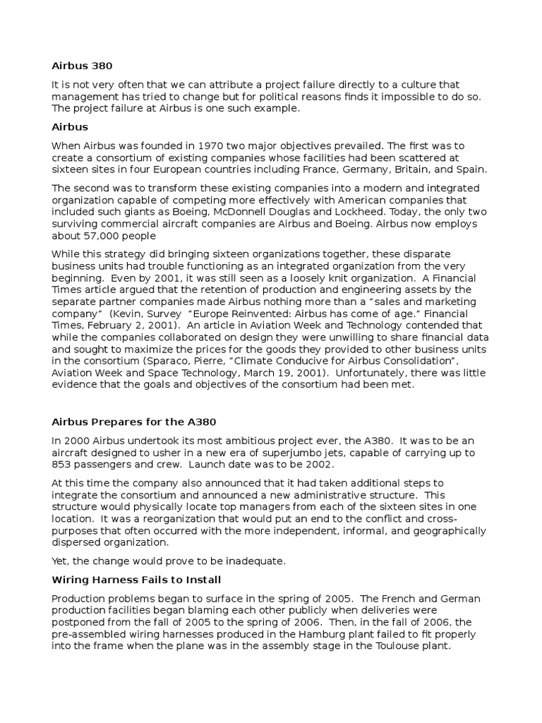 Airbus 380 - Case Study | PDF | Airbus | Organizational Culture