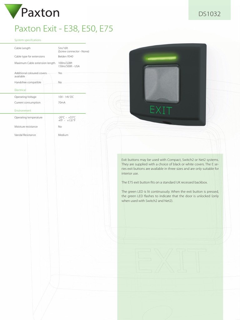 Paxton Exit Button - E50 | PDF