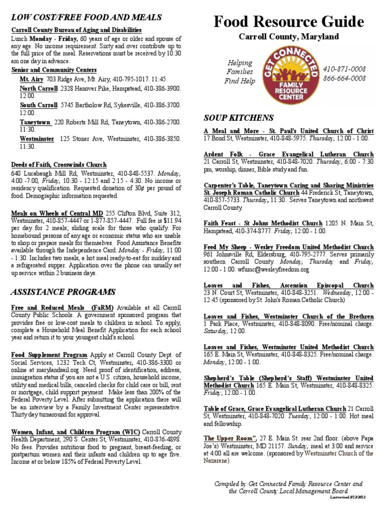 Food Resource Guide 8-12-2013 4g | PDF | Methodism | United Methodist ...