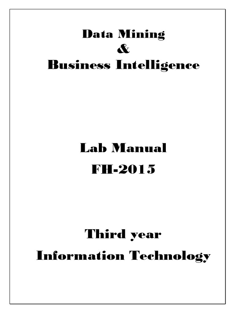 Teit Cbgs Dmbi Lab Manual FH 2015 | PDF | Statistical Classification | Cluster Analysis