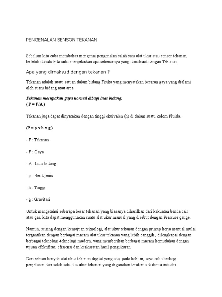 Sensor Tekanan MPX4100 Merupakan Seri Manifold Absolute Pressure | PDF