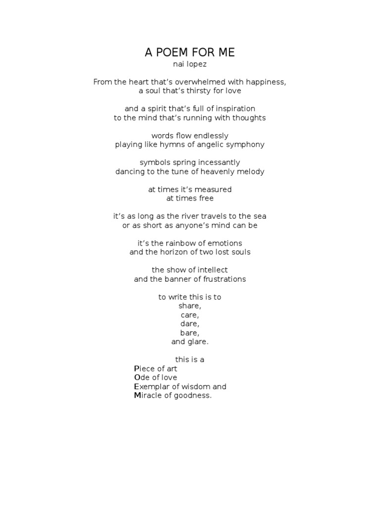 A Poem For Me | PDF