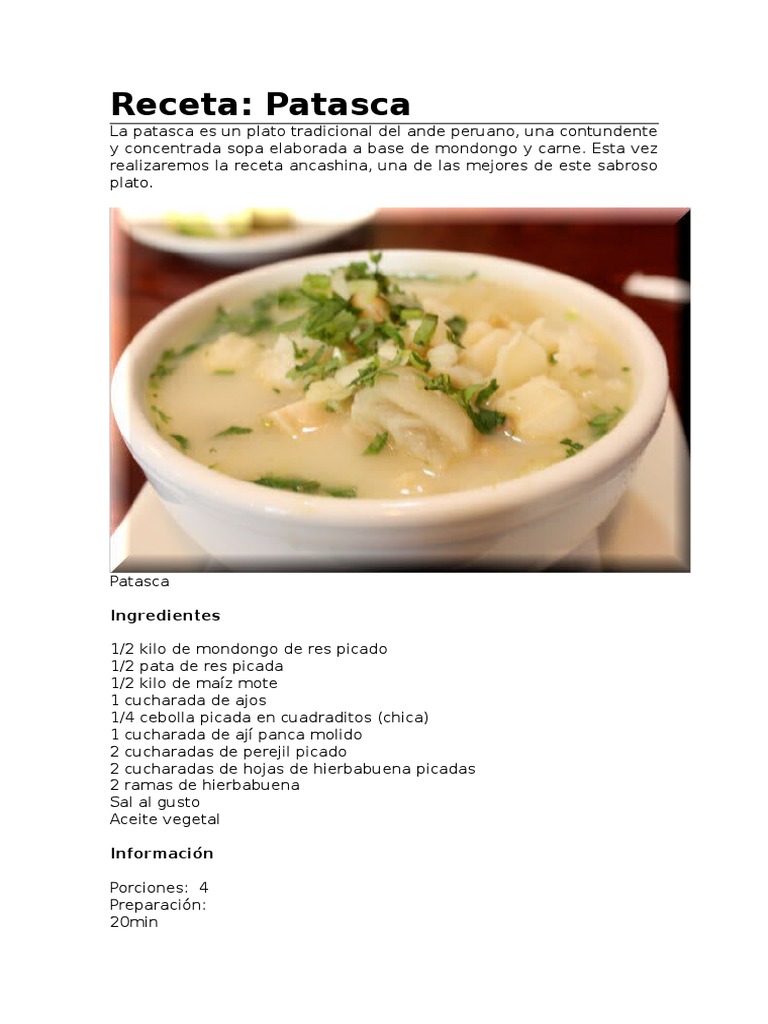 Receta de Patasca | PDF