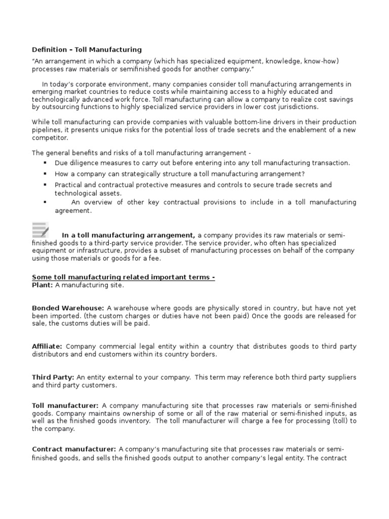 SCN-An Insight - SAP Toll Manufacturing | PDF | Tariff | Receipt