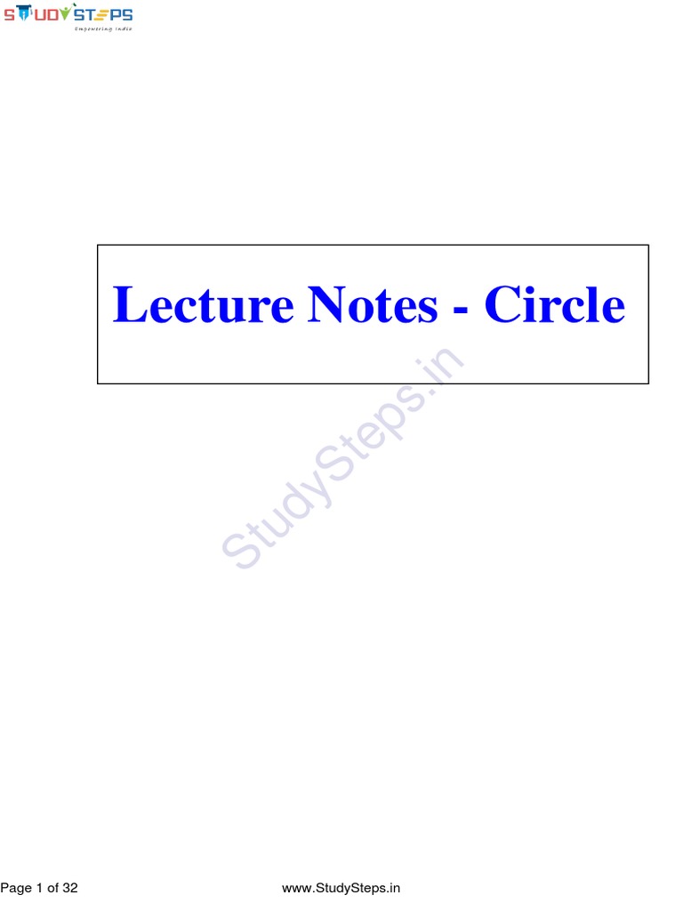 Notes Circle | Download Free PDF | Circle | Tangent