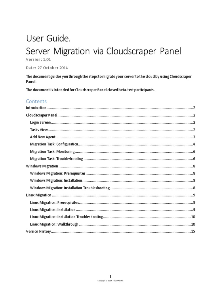 Cloudscraper Migration Users Guide-1 | PDF | Installation (Computer Programs) | Cloud Computing