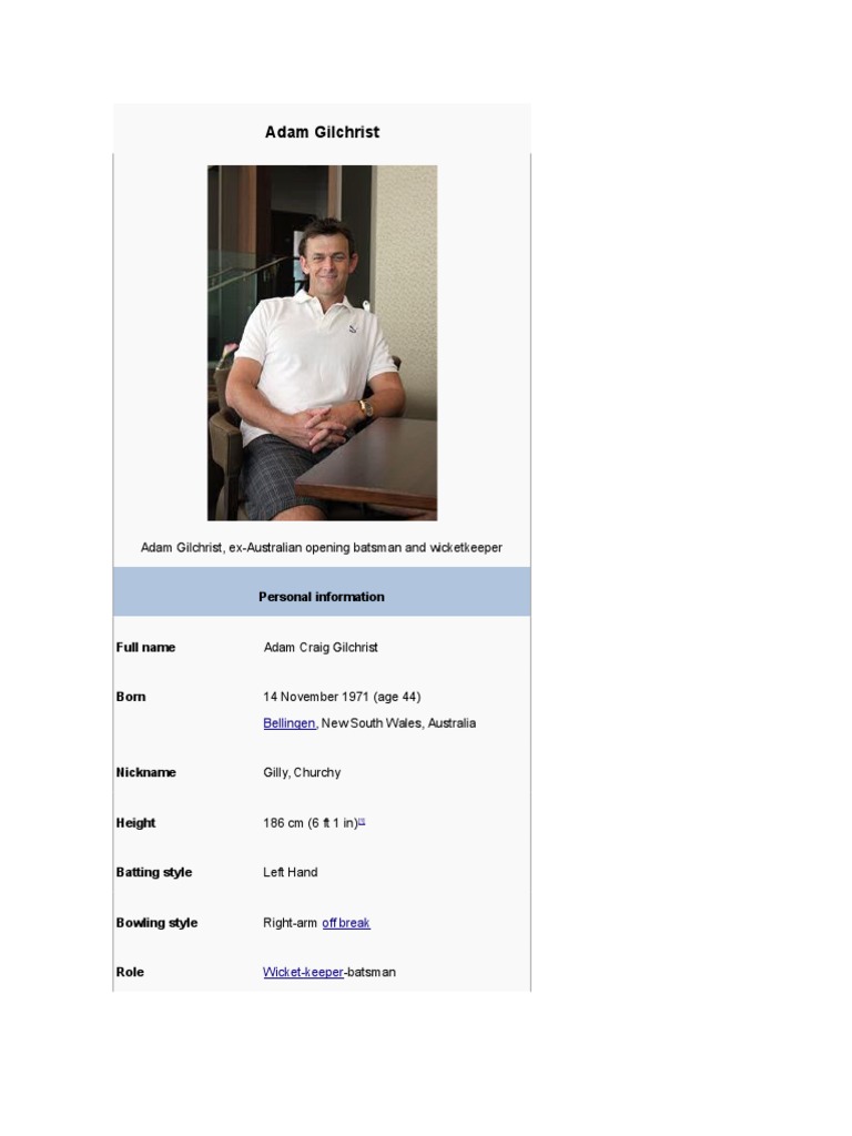 Adam Gilchrist | PDF