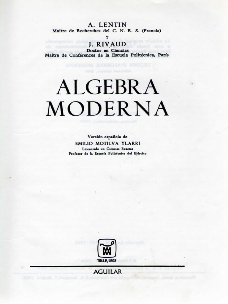 Algebra Moderna Lentin y Rivaud PDF | PDF