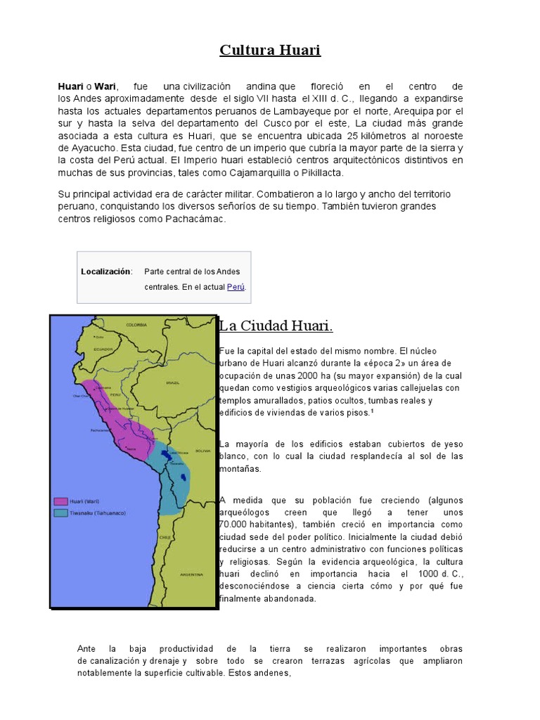 Cultura Huari | PDF | Arqueología | Cultura (general)