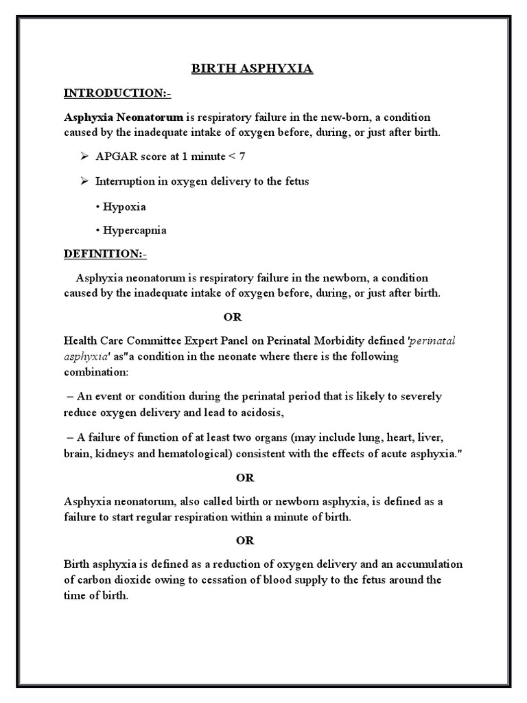 Birth Asphyxia | Childbirth | Infants