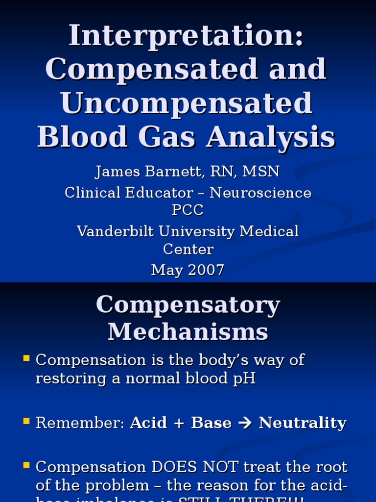 Interpreting Compensated and Uncompensated Blood Gas Analysis | PDF ...